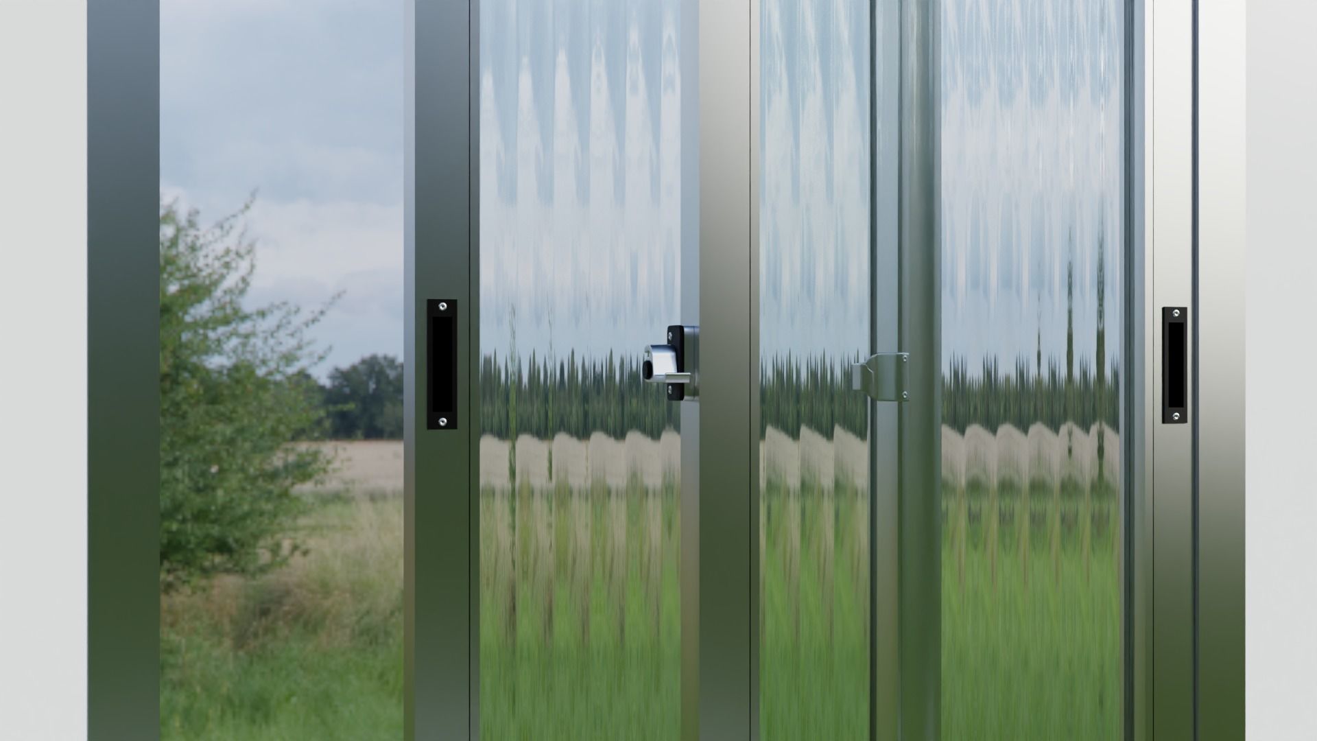 Bathroom Window Aluminium with Ribbed Glass 3D model | CGTrader