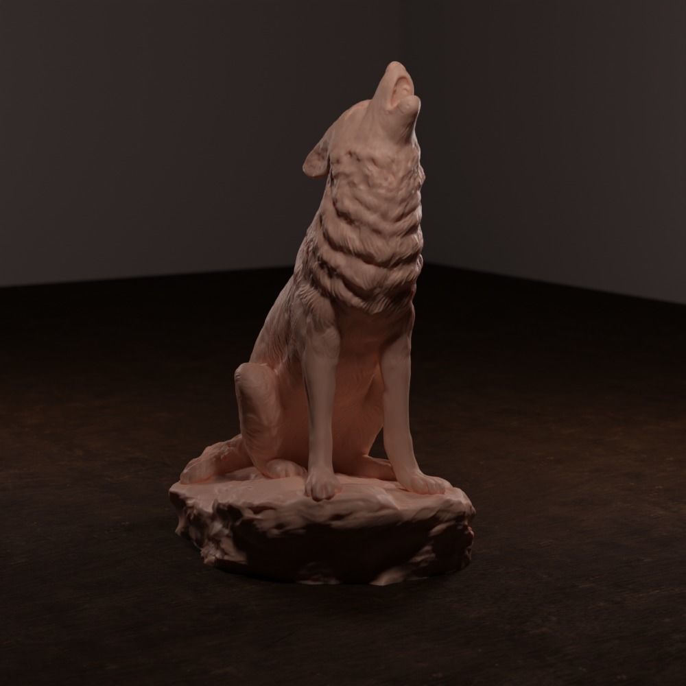 Howling Wolf 3D model 3D printable | CGTrader