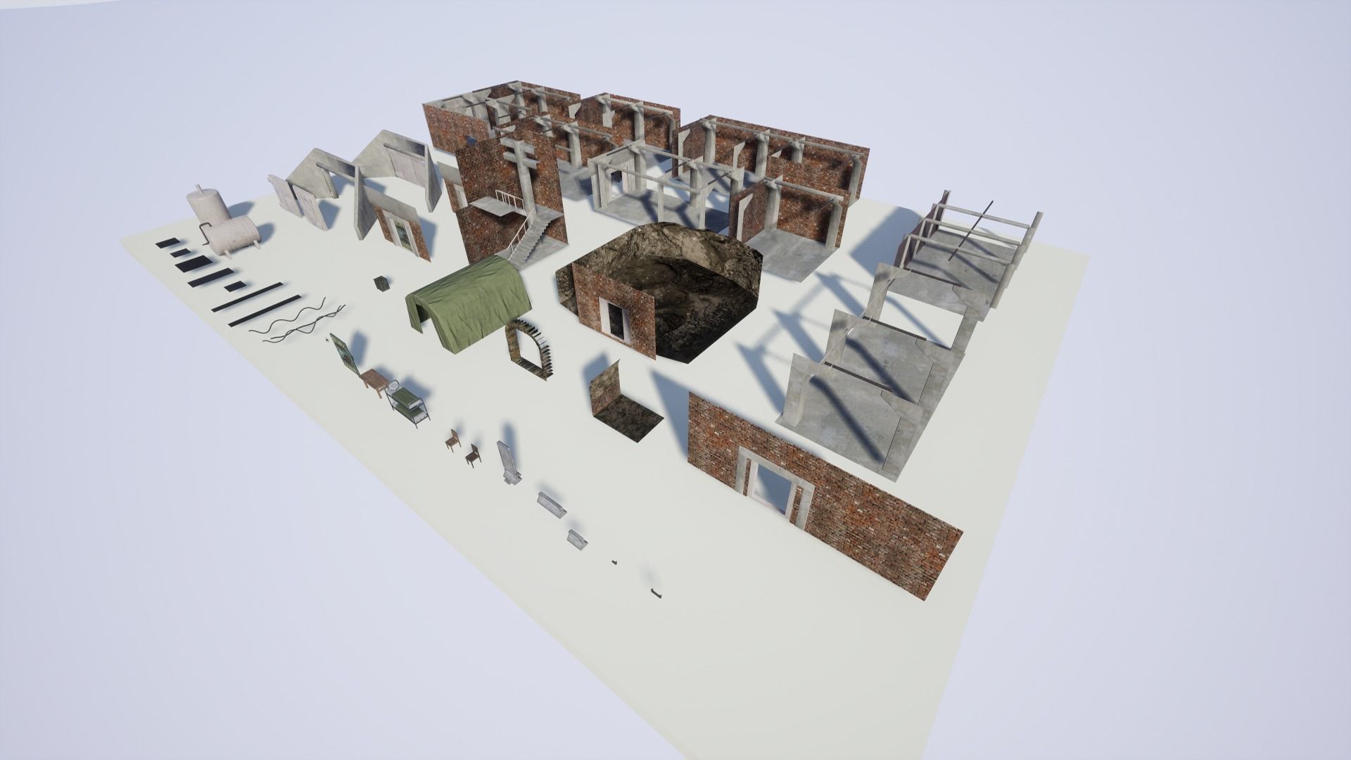 3D model Military modular bunker with props VR / AR / low-poly | CGTrader