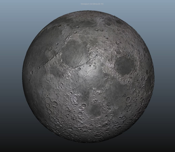 3D model Moon planet - Normal map mid poly - 8K Res VR / AR / low-poly ...