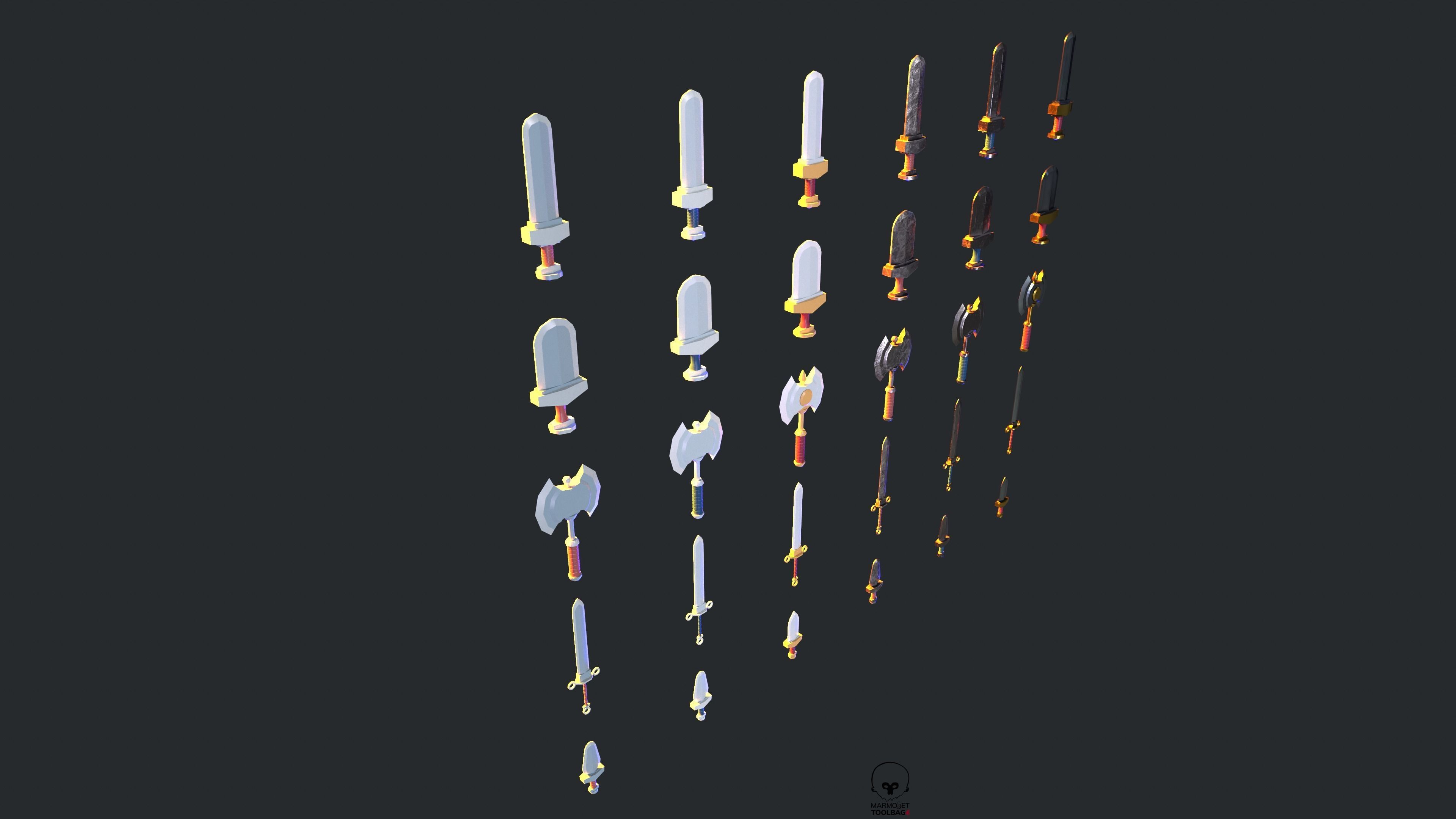 3D model Cartoon Medieval melee weapons ultimate pack for games kit VR ...