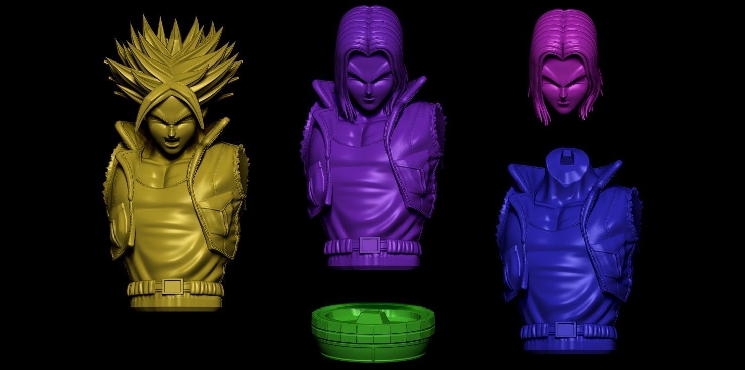 Fanart Future TRUNKS Bust - original and SSJ version - 3D model 3D ...