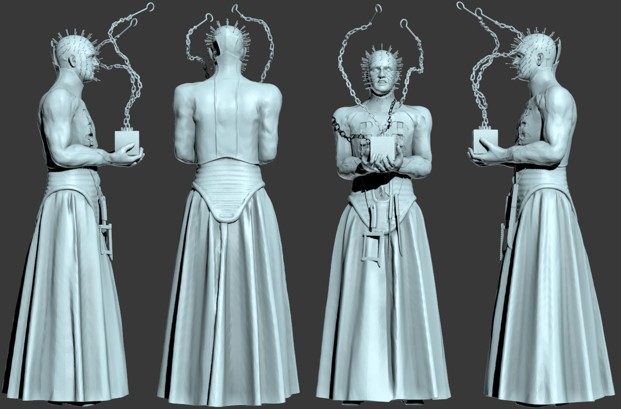 Pinhead woman in dress with chains 3D model | CGTrader