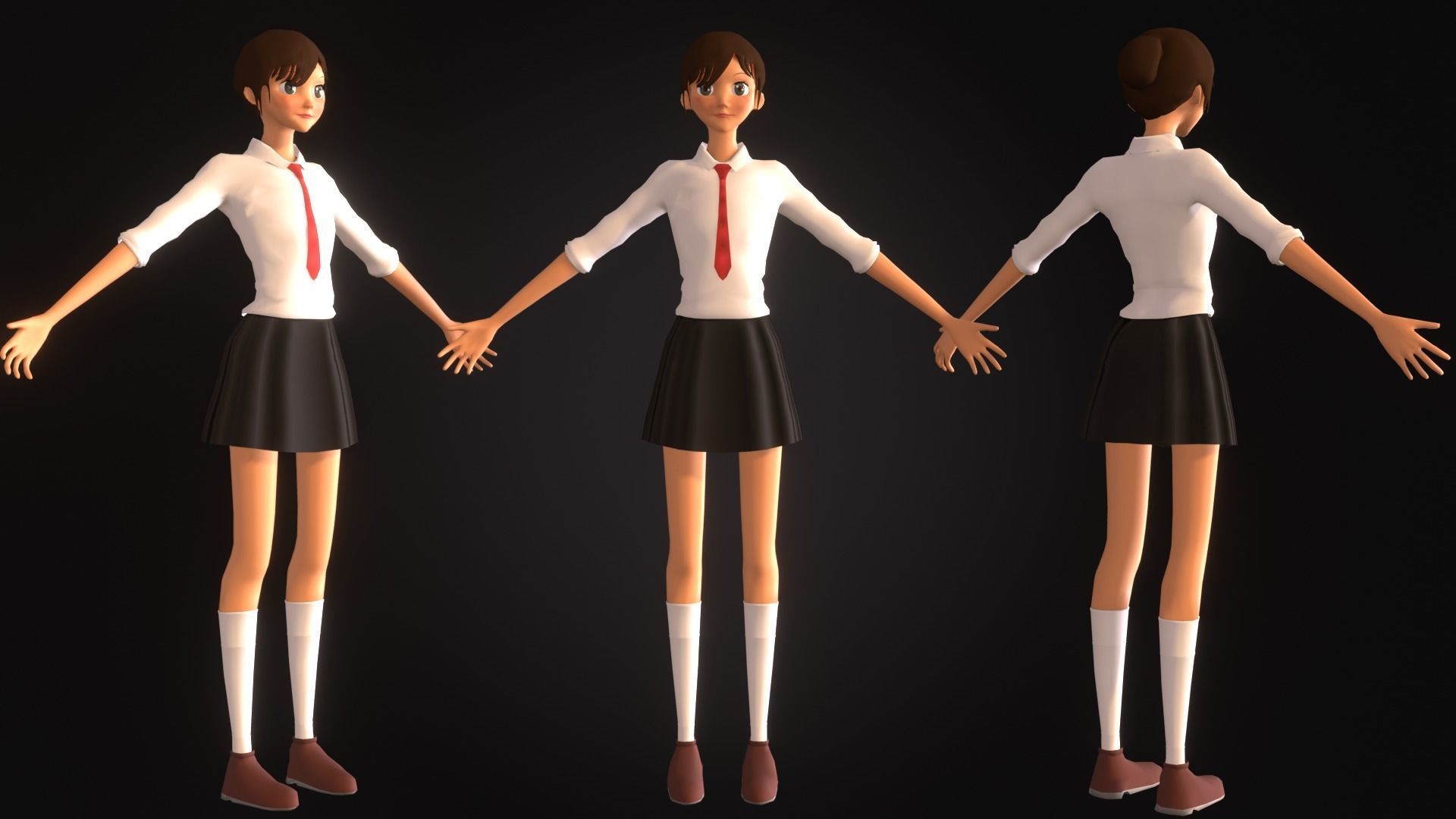 school anime Girl basic 3D model | CGTrader