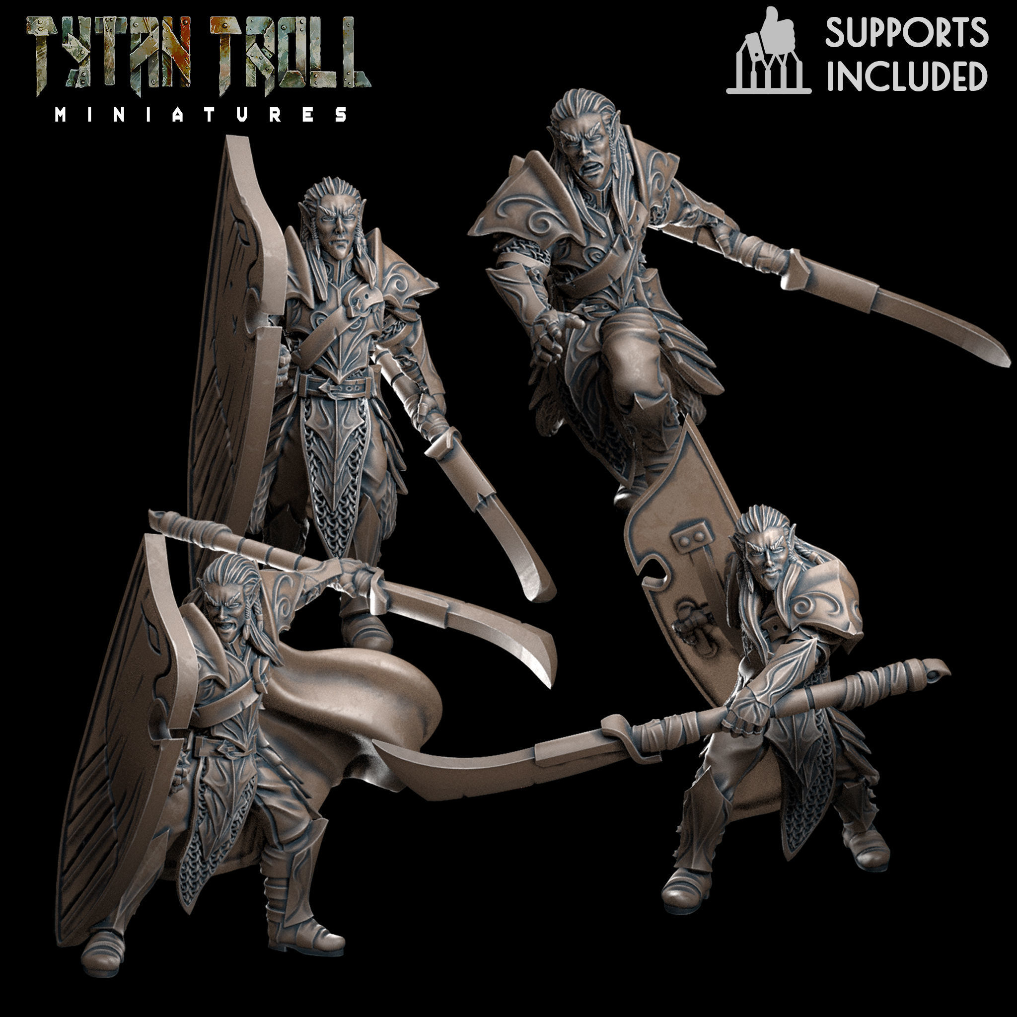 Elf Spearman pack - Presupported 3D model 3D printable | CGTrader