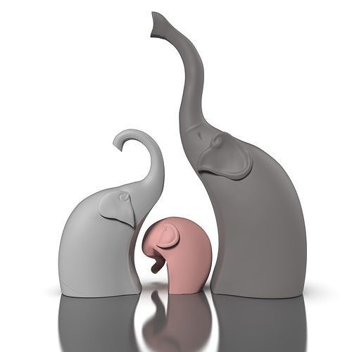 ELEPHANT FAMILY sculpture 3D model 3D printable | CGTrader