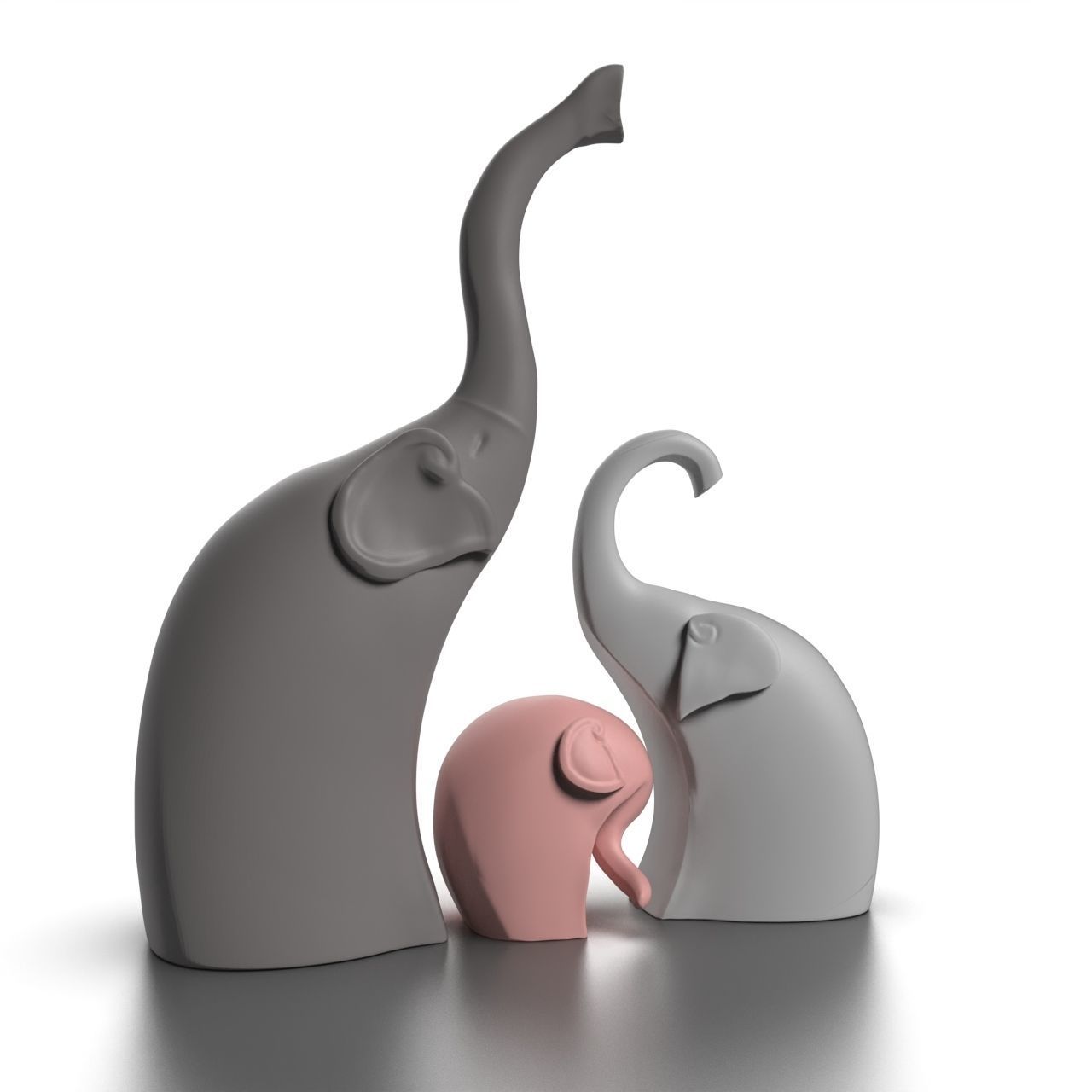 ELEPHANT FAMILY sculpture 3D model 3D printable | CGTrader