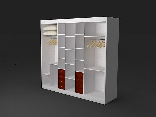 Wardrobe closet with shelves and drawers 3D model | CGTrader