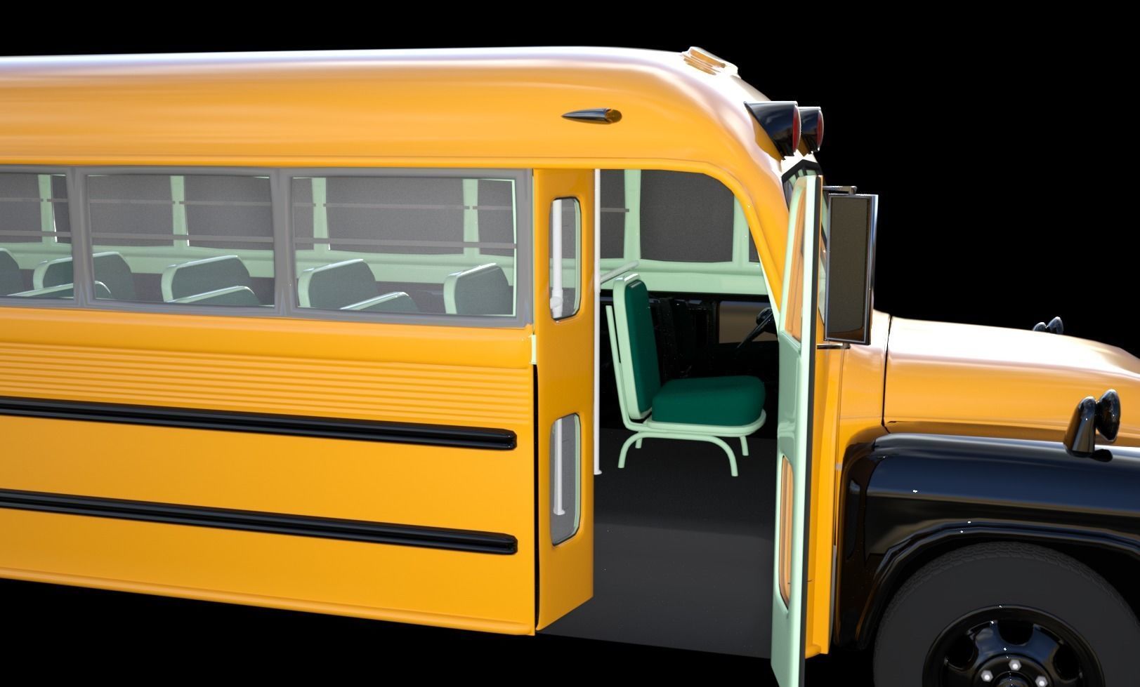 1957 School Bus for DAZ 3D model rigged | CGTrader