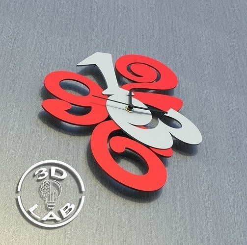 Wall clock with a modern design 3D model 3D printable | CGTrader