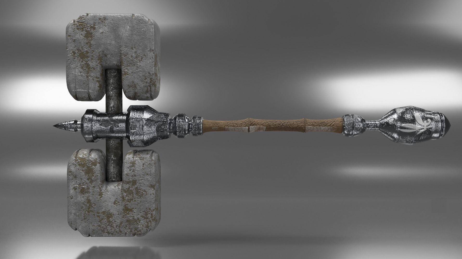 Stone medieval hammer covered with metal and patterns free 3D model ...