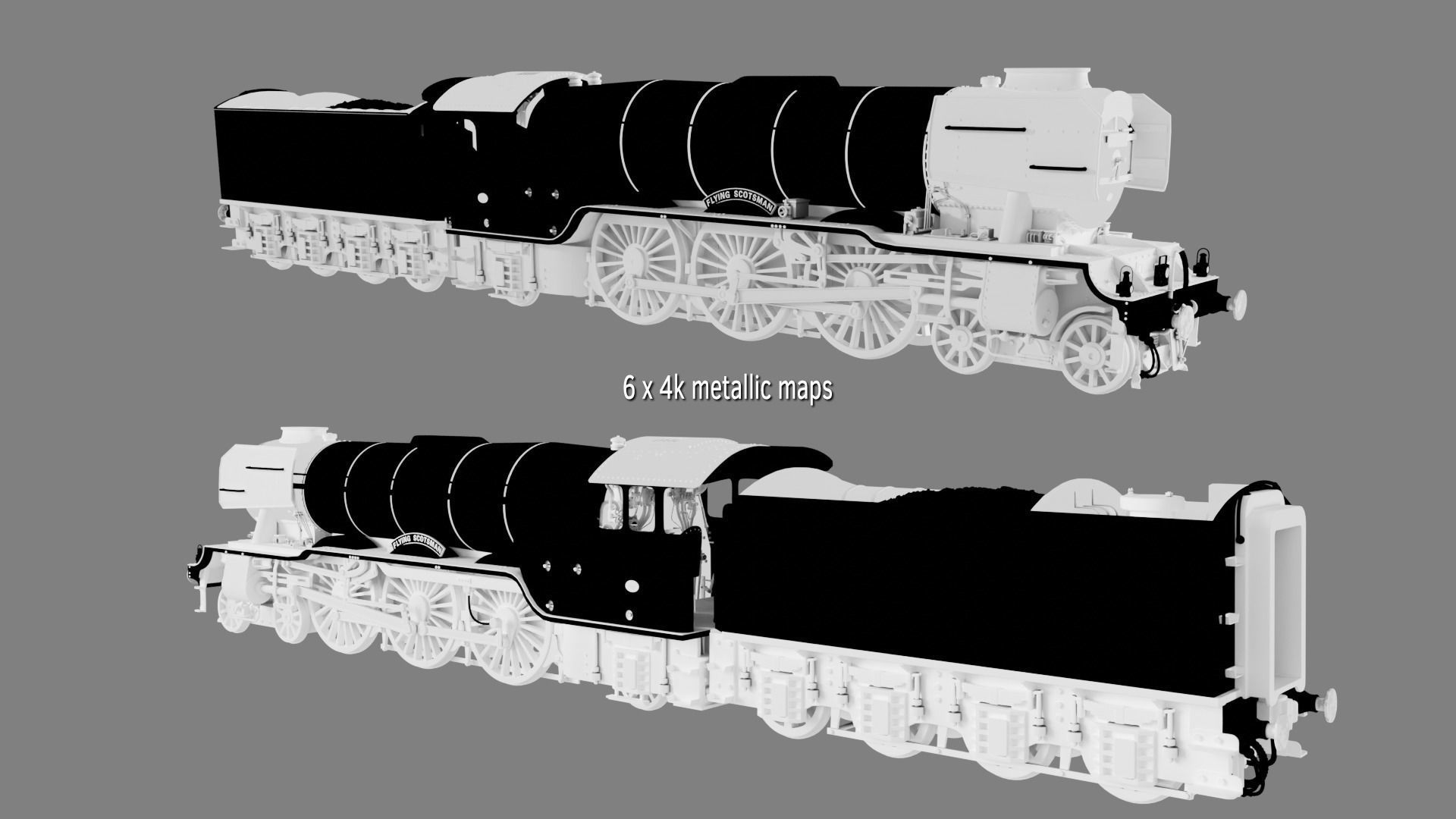 Flying Scotsman steam train 3D model animated rigged | CGTrader