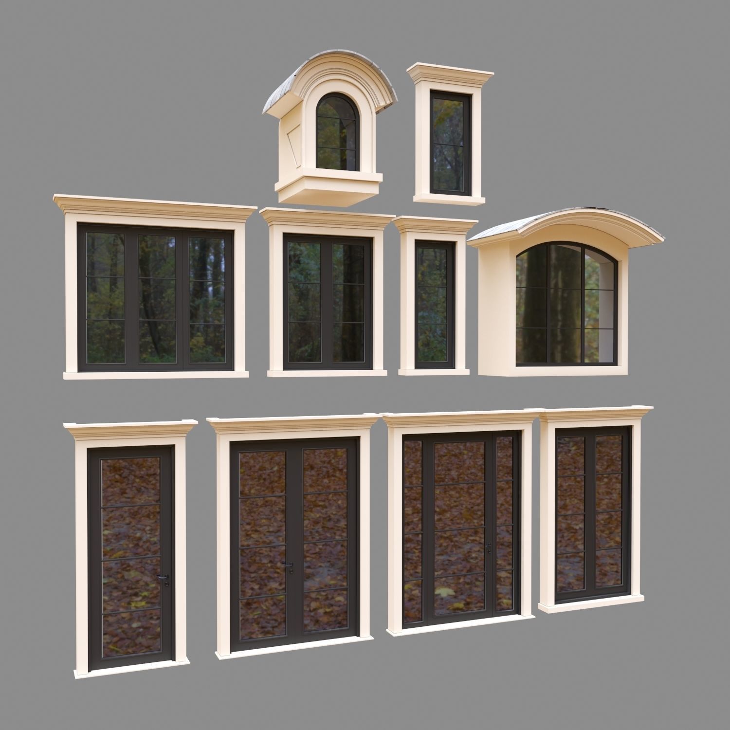 Classic doors windows 3D model | CGTrader