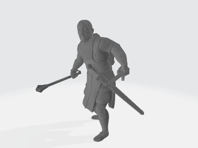 Medieval knight with mace and dagger 3D model 3D printable | CGTrader