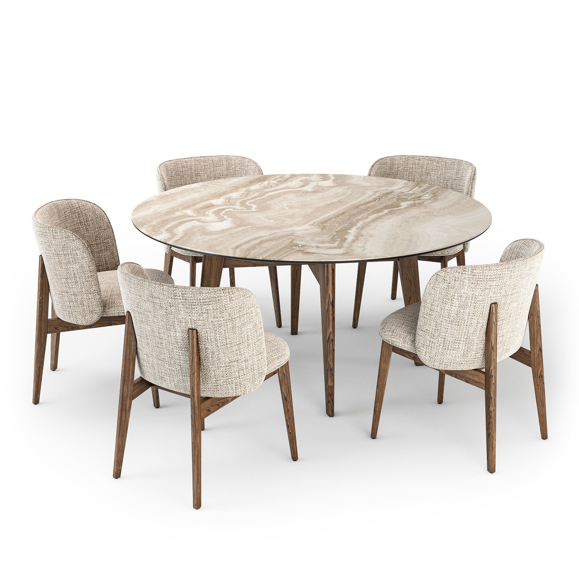 Calligaris Abrey round table wood armchair 3D model | CGTrader