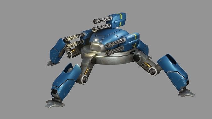 3D model Sci Fi Quad Bot - Low Poly - Game Ready - PBR VR / AR / low ...