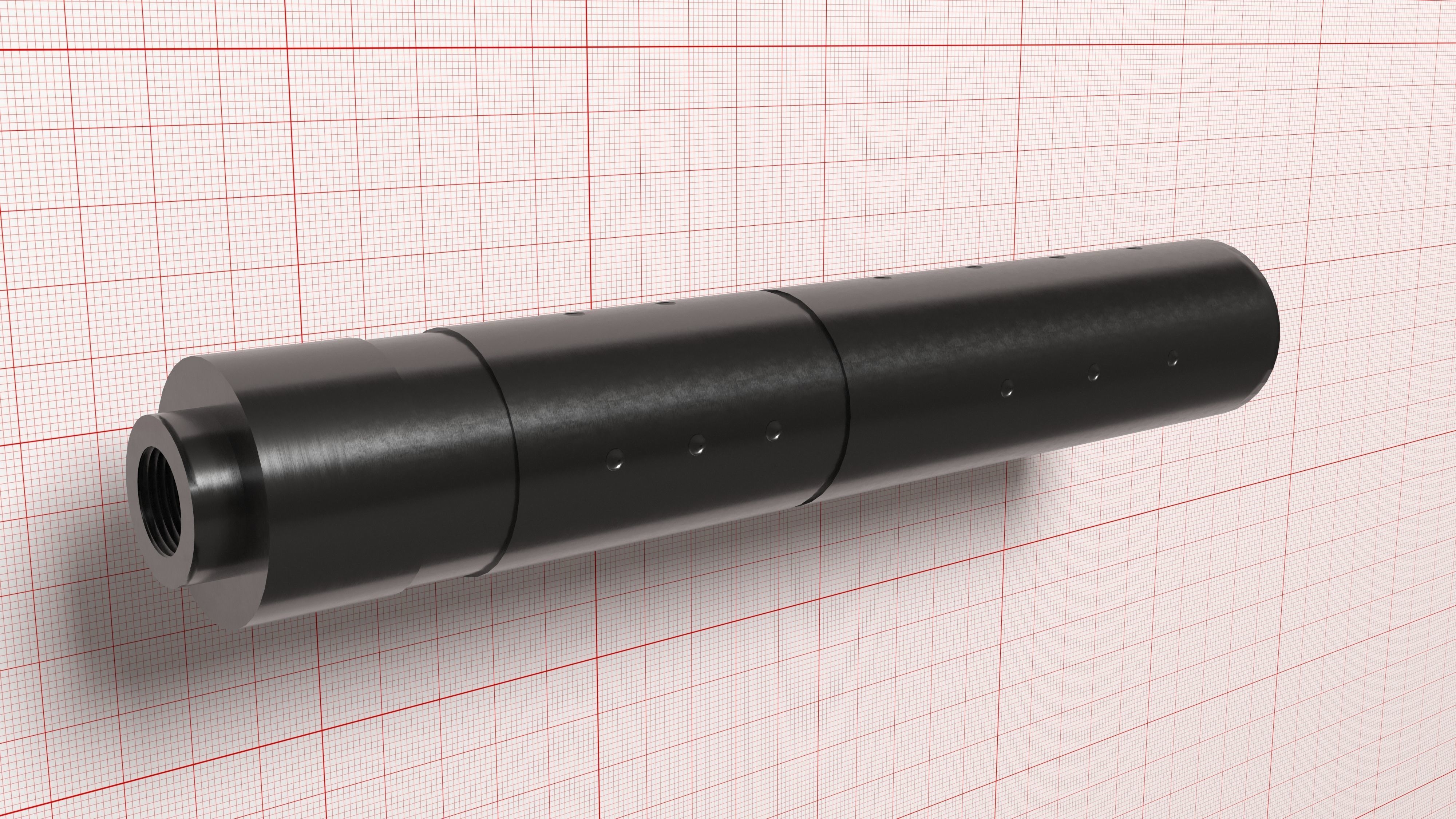 3D model Airsoft silencer 196x32 adapted to 22LR with Z-baffles VR / AR ...