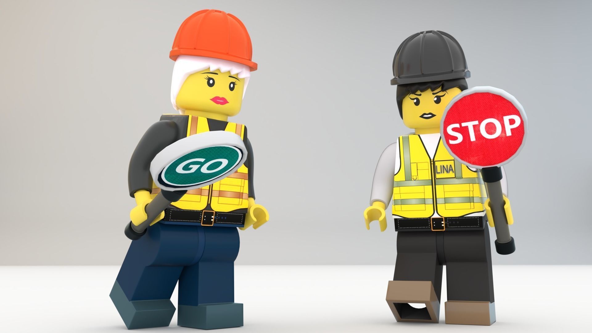 Lego workers and construction equipment 3D model rigged | CGTrader