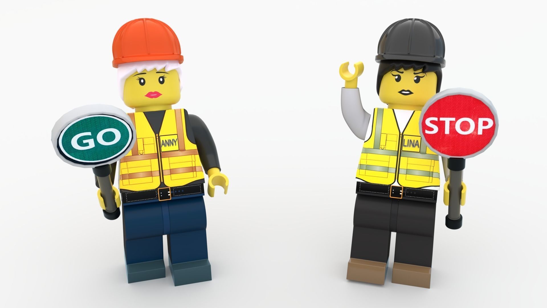 Lego workers and construction equipment 3D model rigged | CGTrader