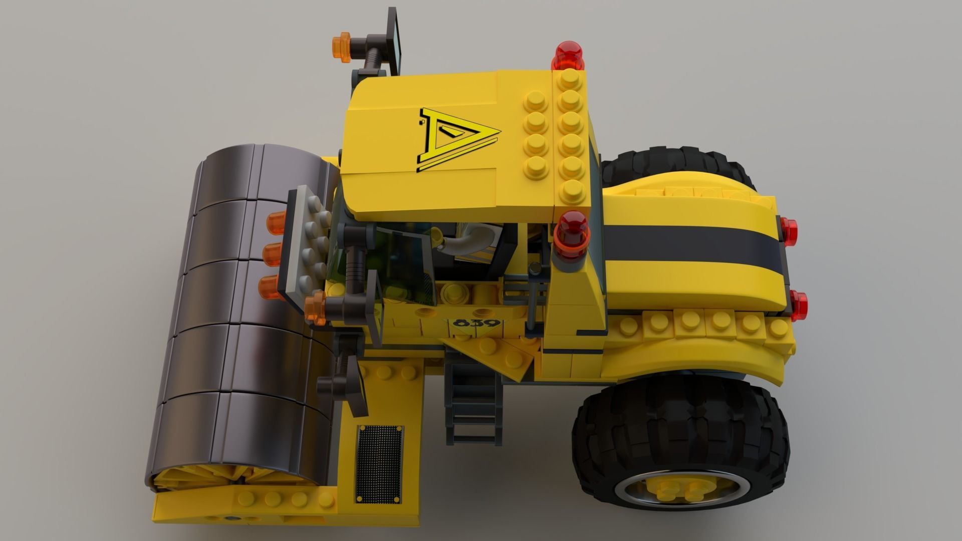 Lego Road Roller and worker 3D model rigged | CGTrader