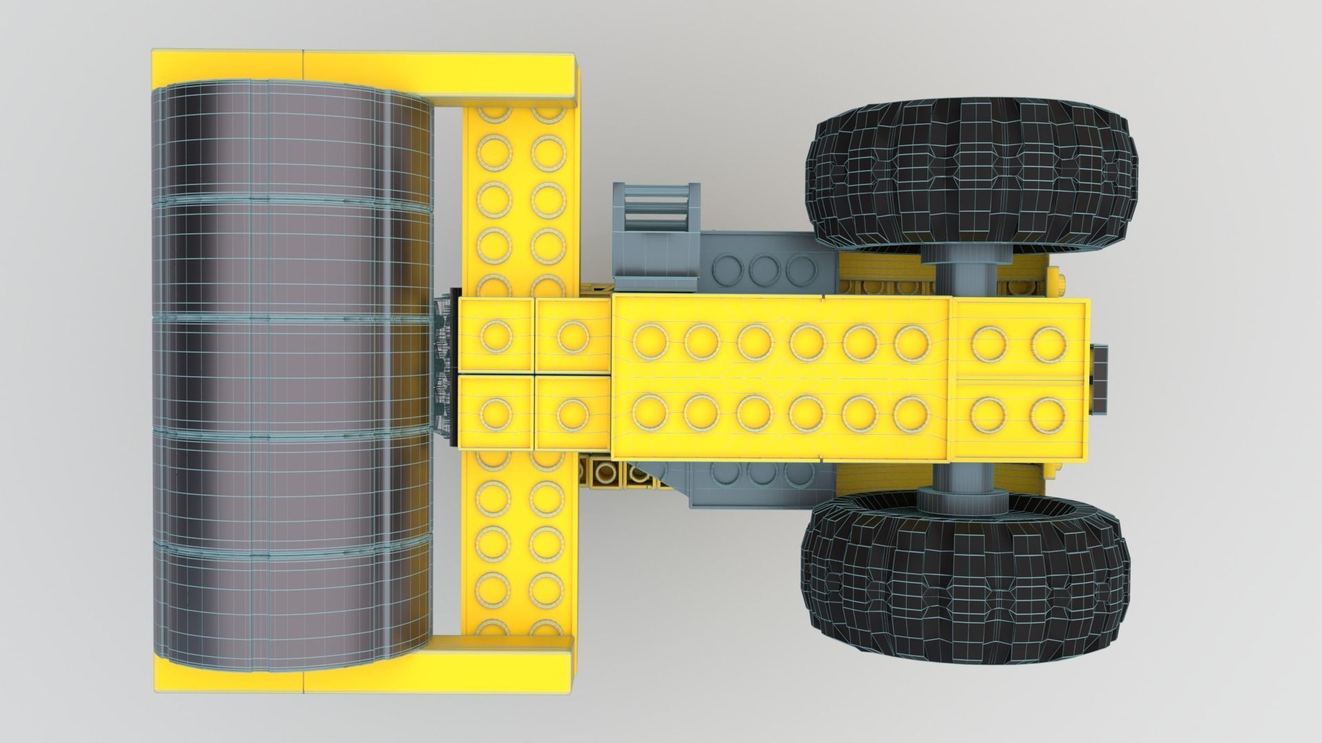 Lego Road Roller and worker 3D model rigged | CGTrader