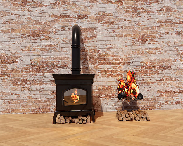 3D model Fireplace wood burning stove VR / AR / low-poly | CGTrader