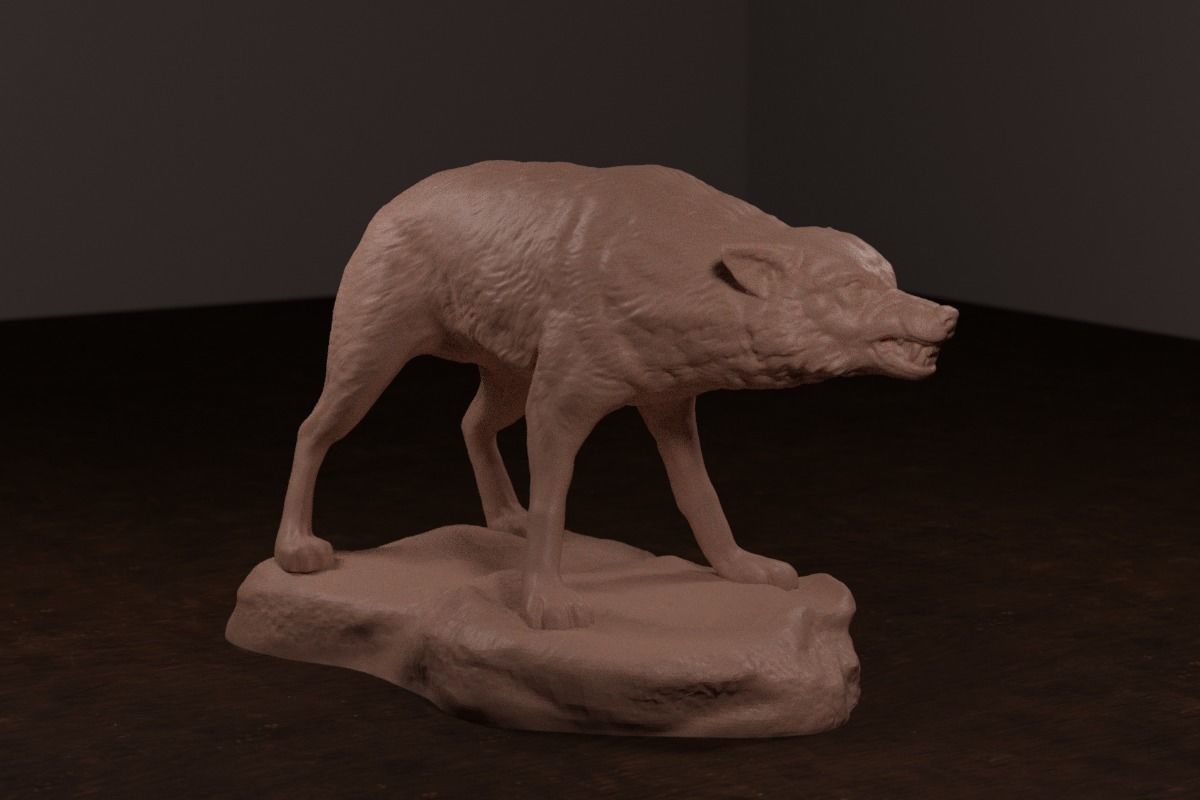 Growling Wolf 3D model 3D printable | CGTrader
