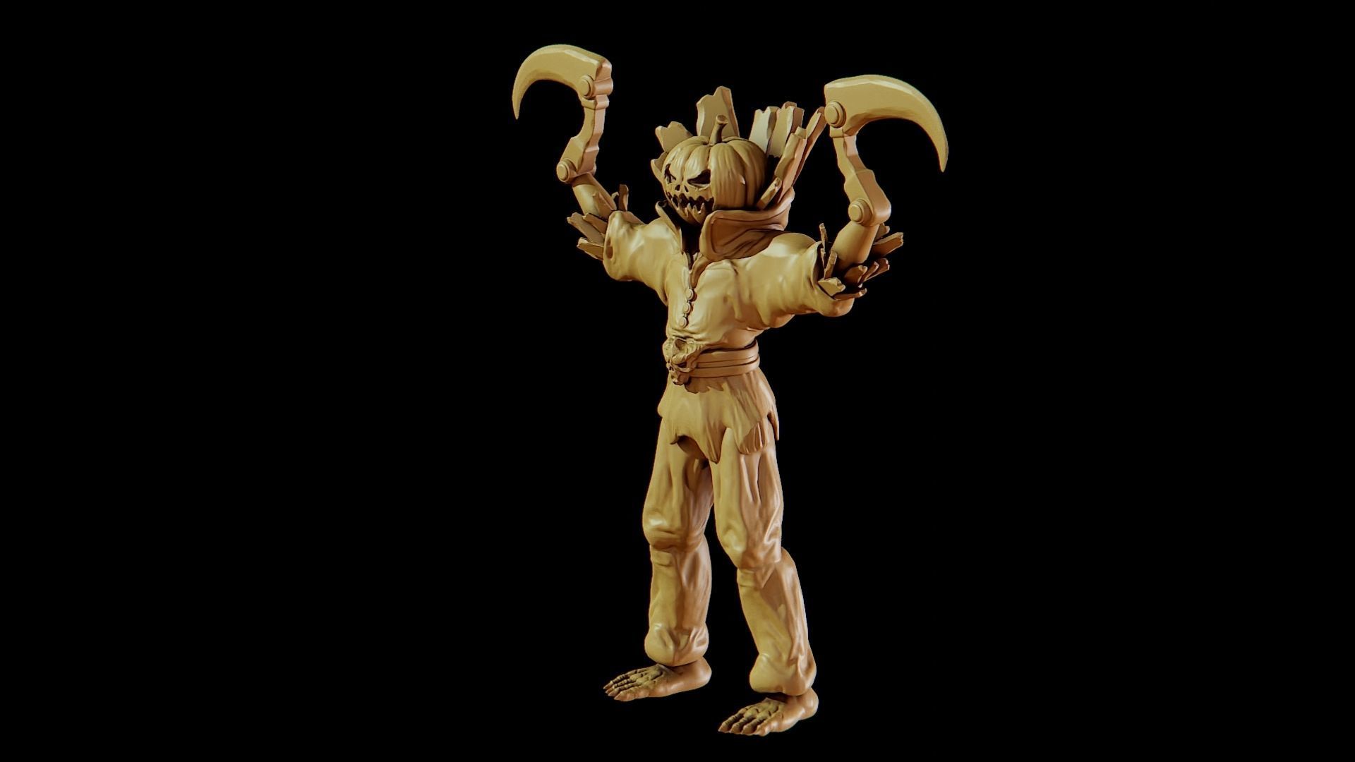Pumpkin Scarecrow with sickles 3D model 3D printable | CGTrader