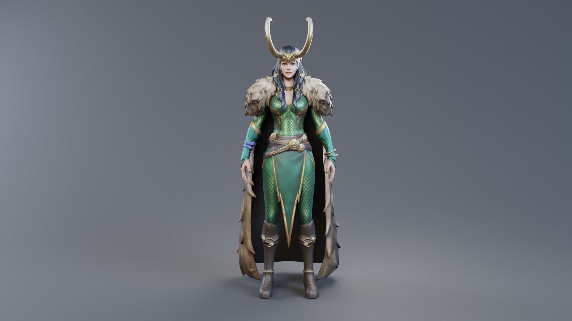Lady Loki rigged 3D model rigged | CGTrader
