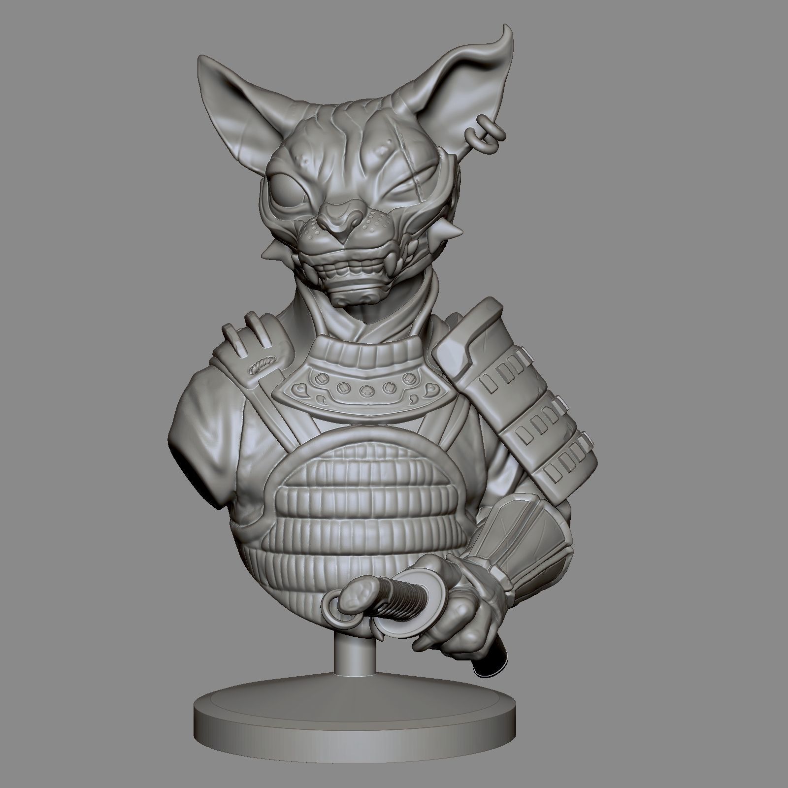 Cat Sumurai 3D model 3D printable | CGTrader