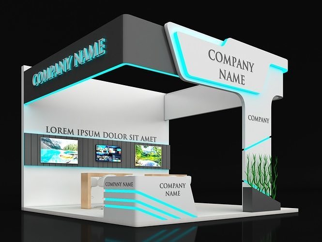 Booth Exhibition Stand Stall 6X6m Height 450 cm 3 Side Open 3D model ...