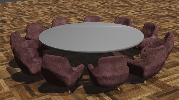 Seats round table with chairs free 3D model | CGTrader