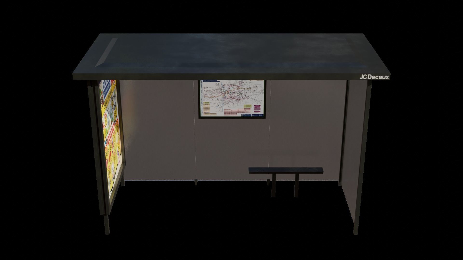 3D model Low Poly Realistic Bus Stop with Textures VR / AR / low-poly ...