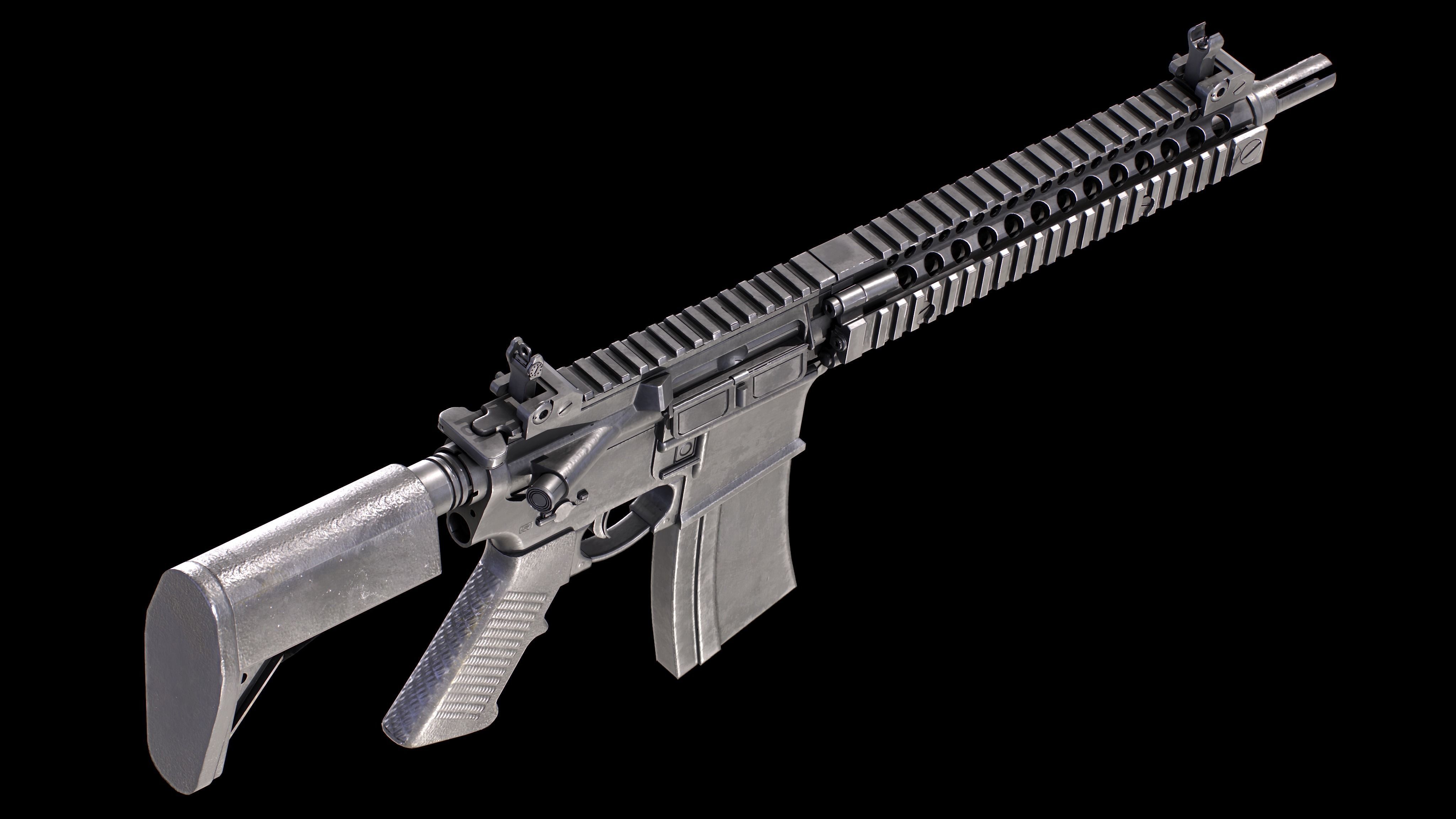 3D model MK-18 Rifle PBR Worn VR / AR / low-poly | CGTrader