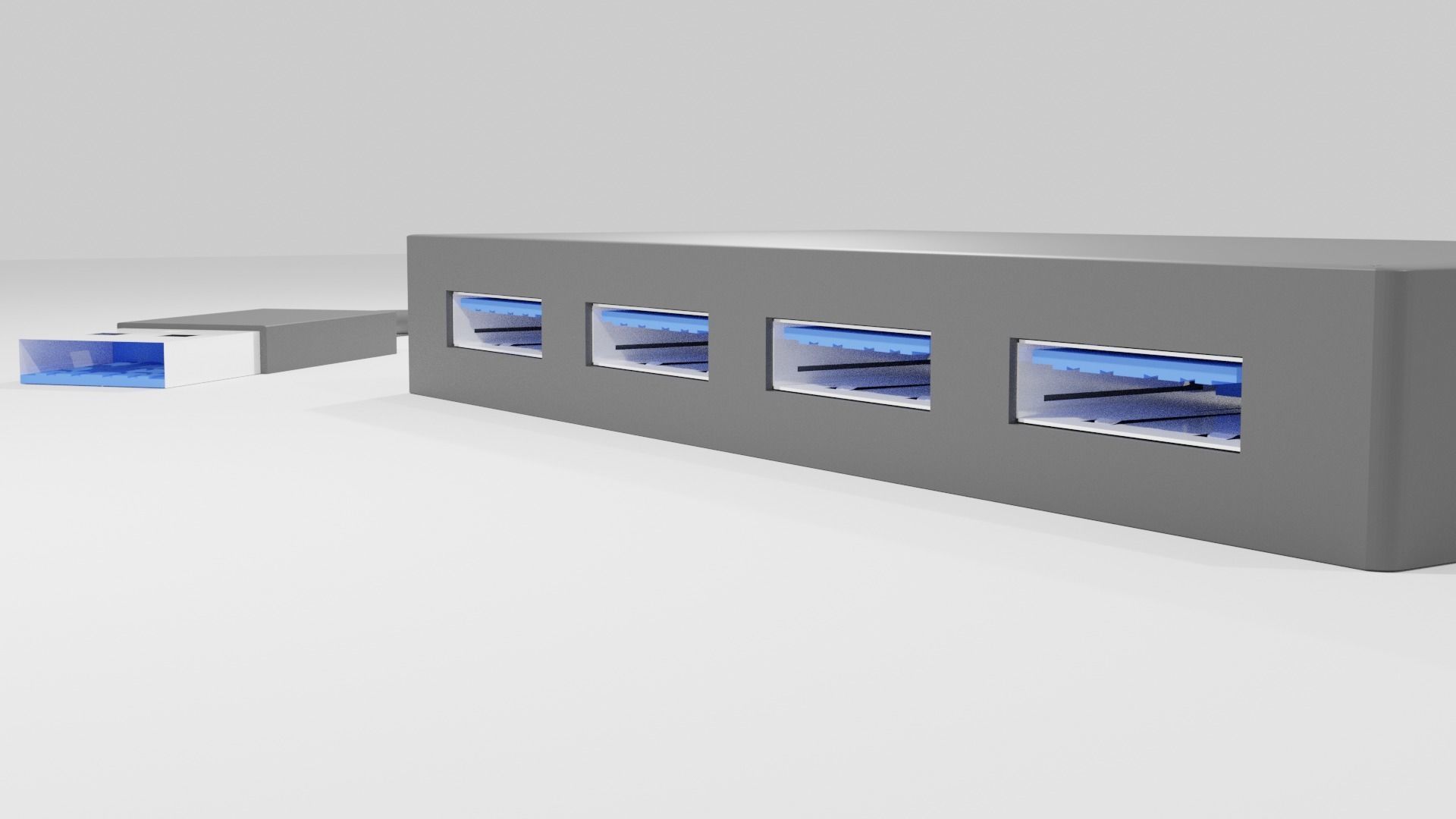 Low Poly USB 3 HUB free 3D model | CGTrader