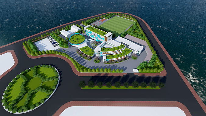 Colleges building near ocean 3D model | CGTrader