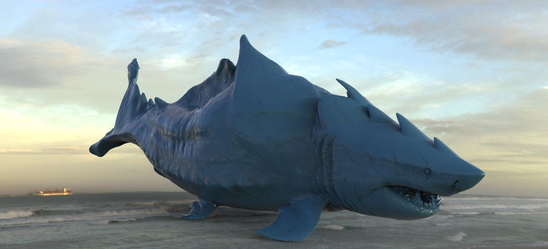 Pirate Aztec Treasure Island With Megalodon Shark 3D model | CGTrader