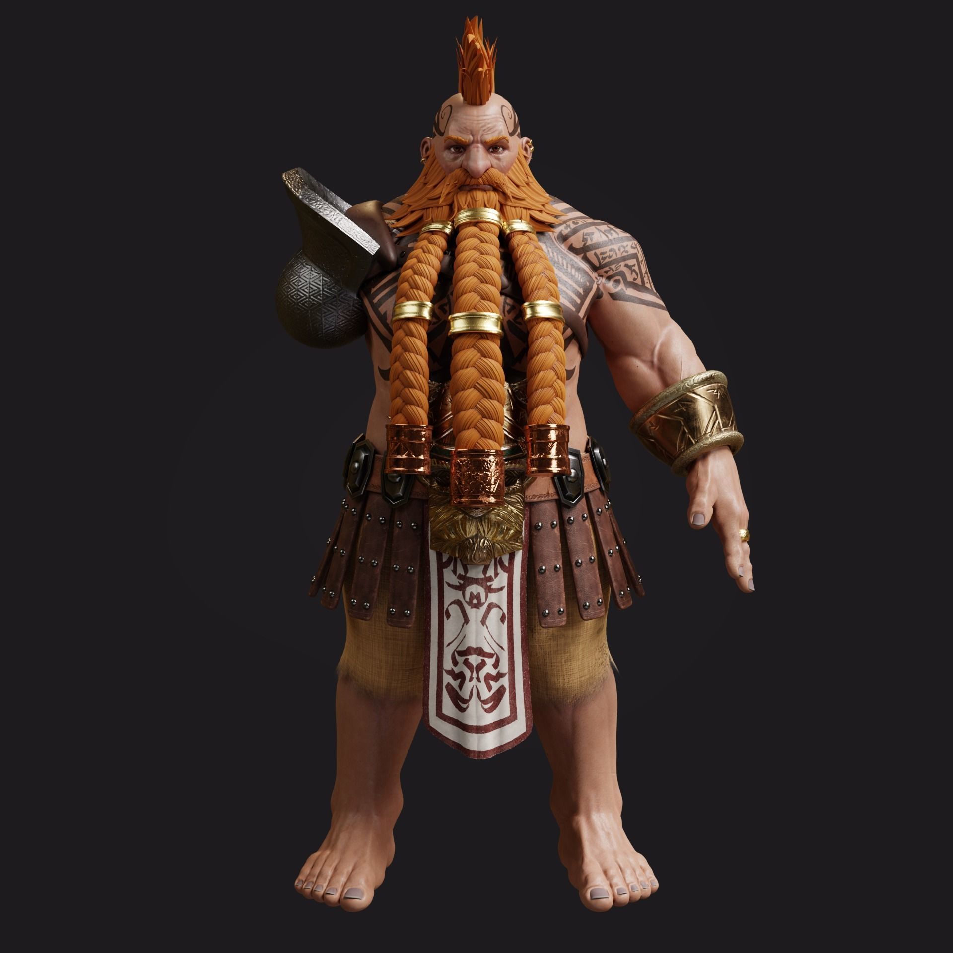 Dwarf One-Arm Warrior 3D model | CGTrader
