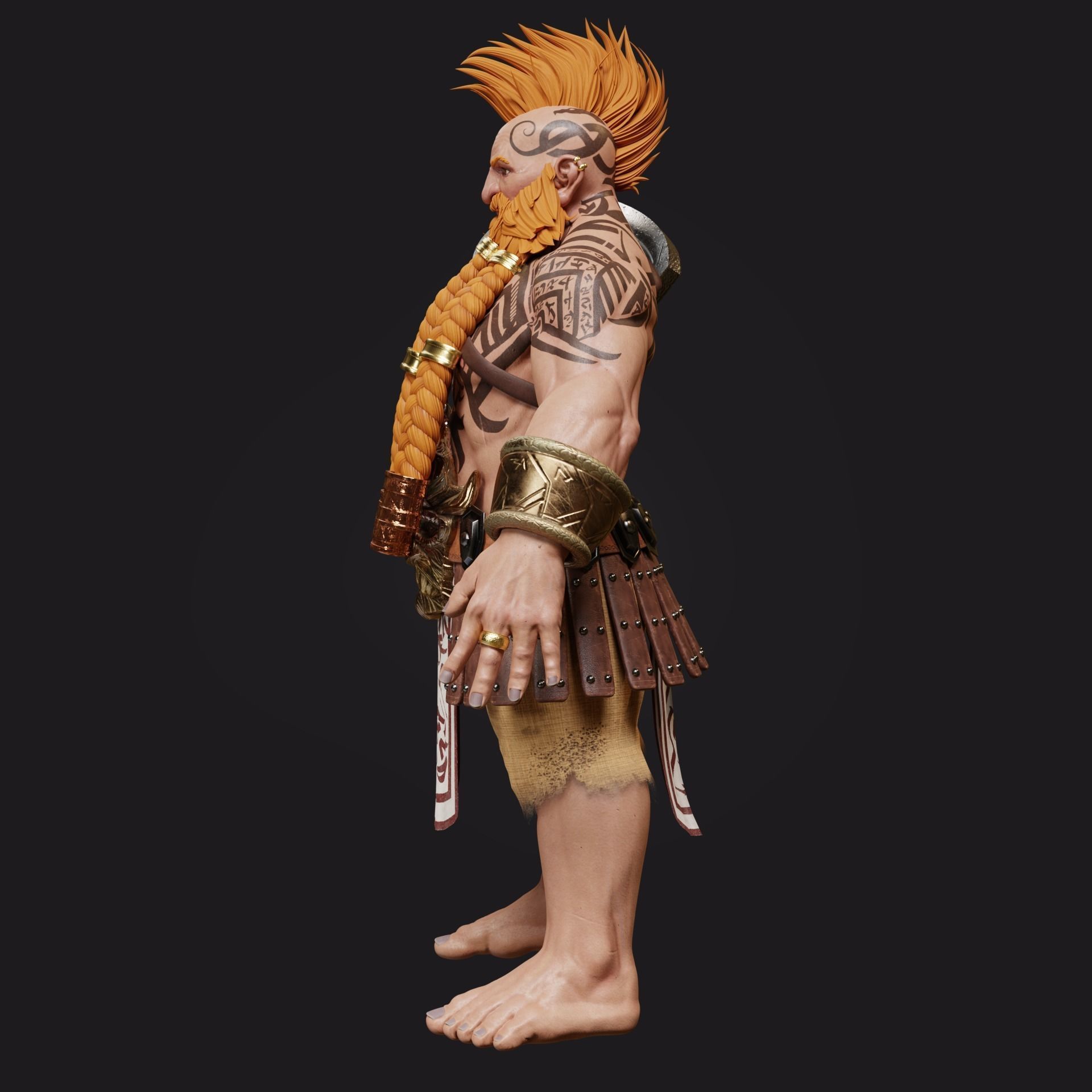 Dwarf One-Arm Warrior 3D model | CGTrader