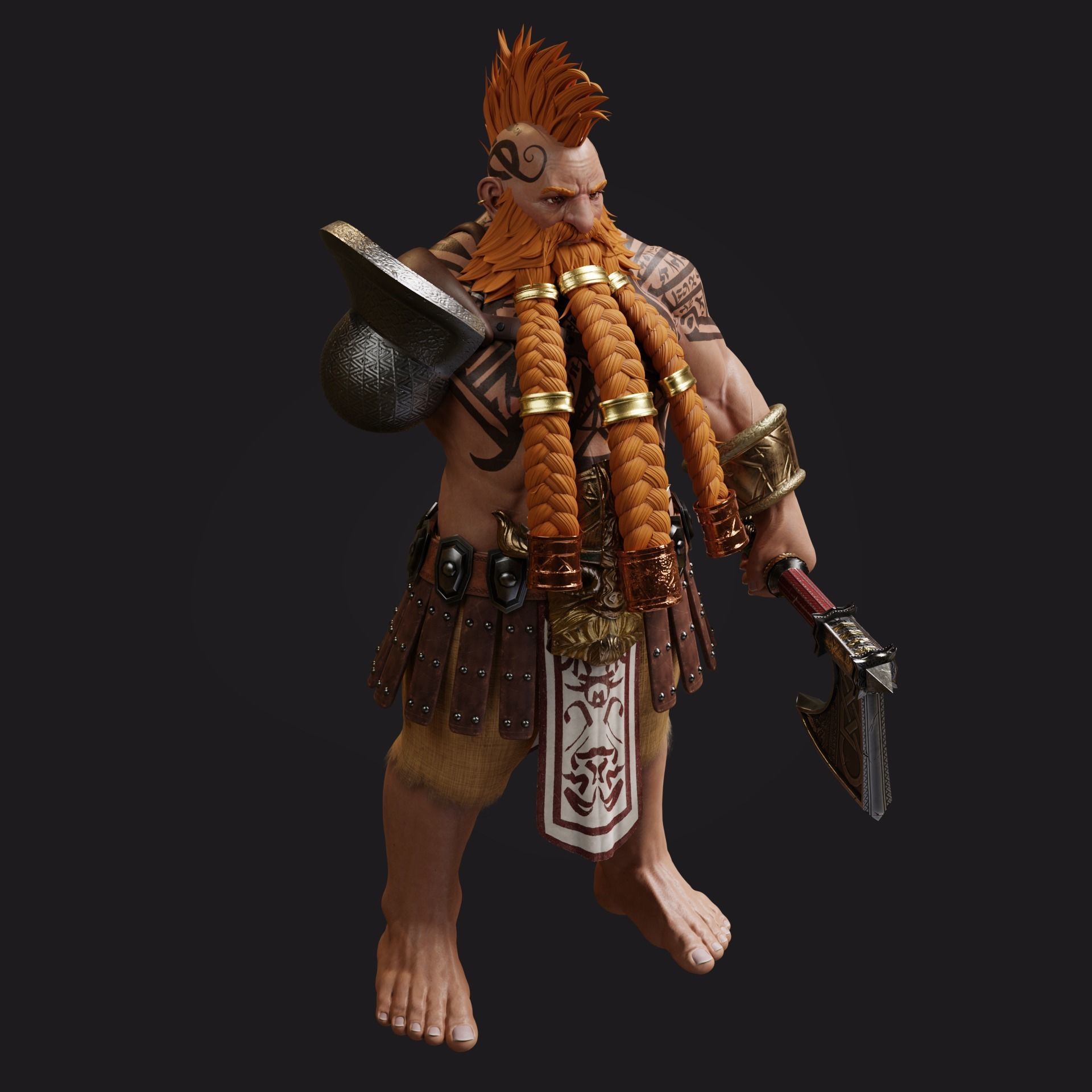 Dwarf One-Arm Warrior 3D model | CGTrader