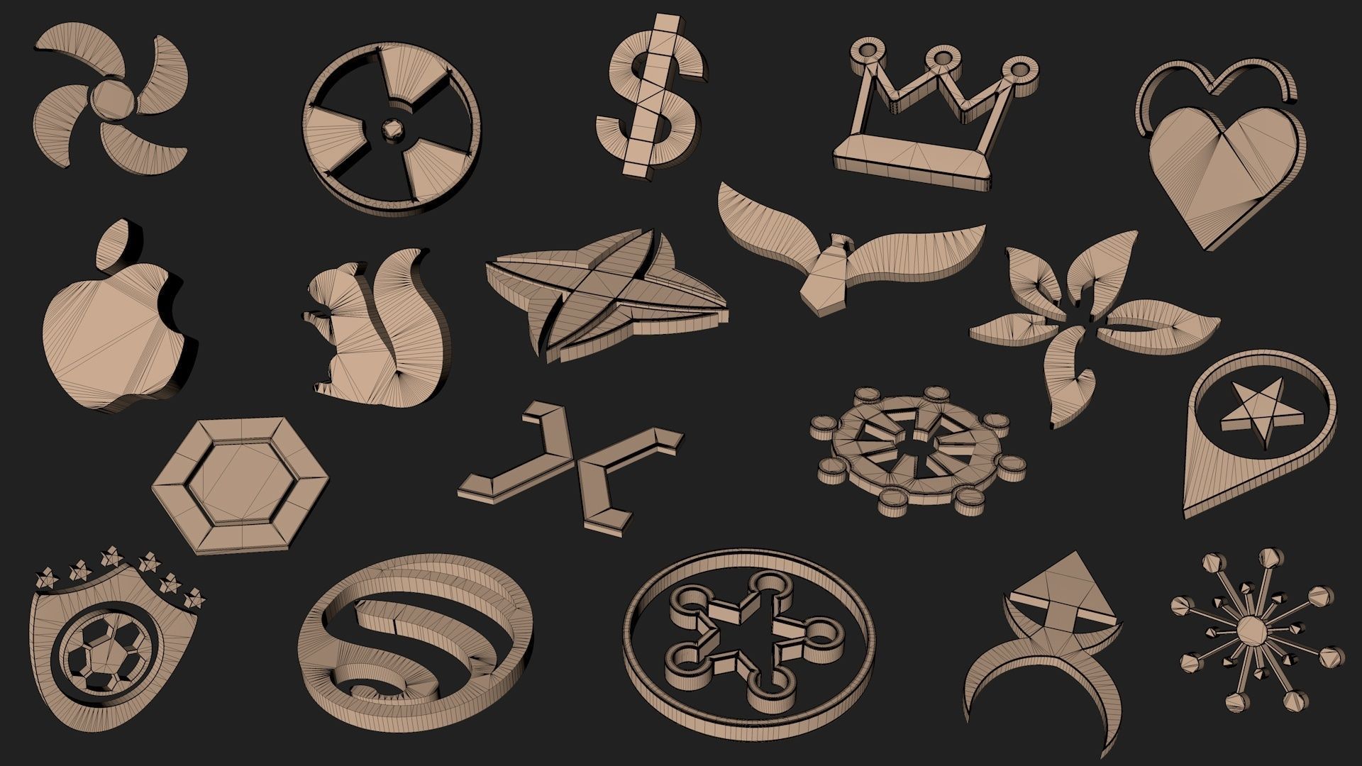 Logo elements details for design print 3D model | CGTrader