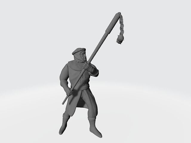 Medieval infantry with flail pole weapon 3D model 3D printable | CGTrader