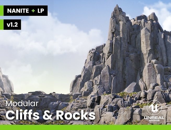 3D model Modular Realistic Looking Cliffs and Rocks UE VR / AR / low ...