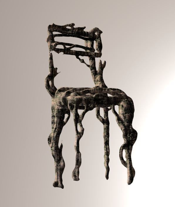 3D model Three tree chairs Garden grass Bark and Dark 4k VR / AR / low ...