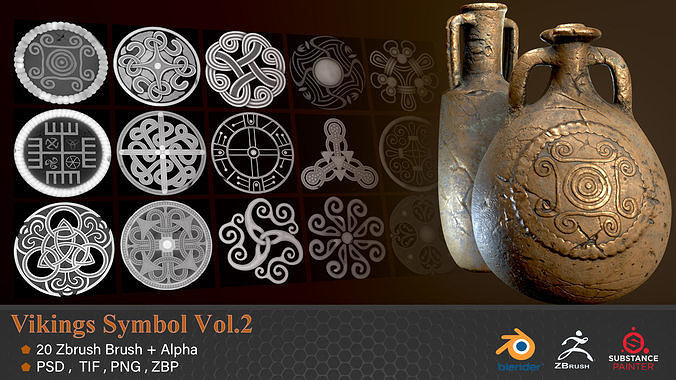 20 Viking Symbols Zbrush Brush and Alpha vol-02 Texture | CGTrader