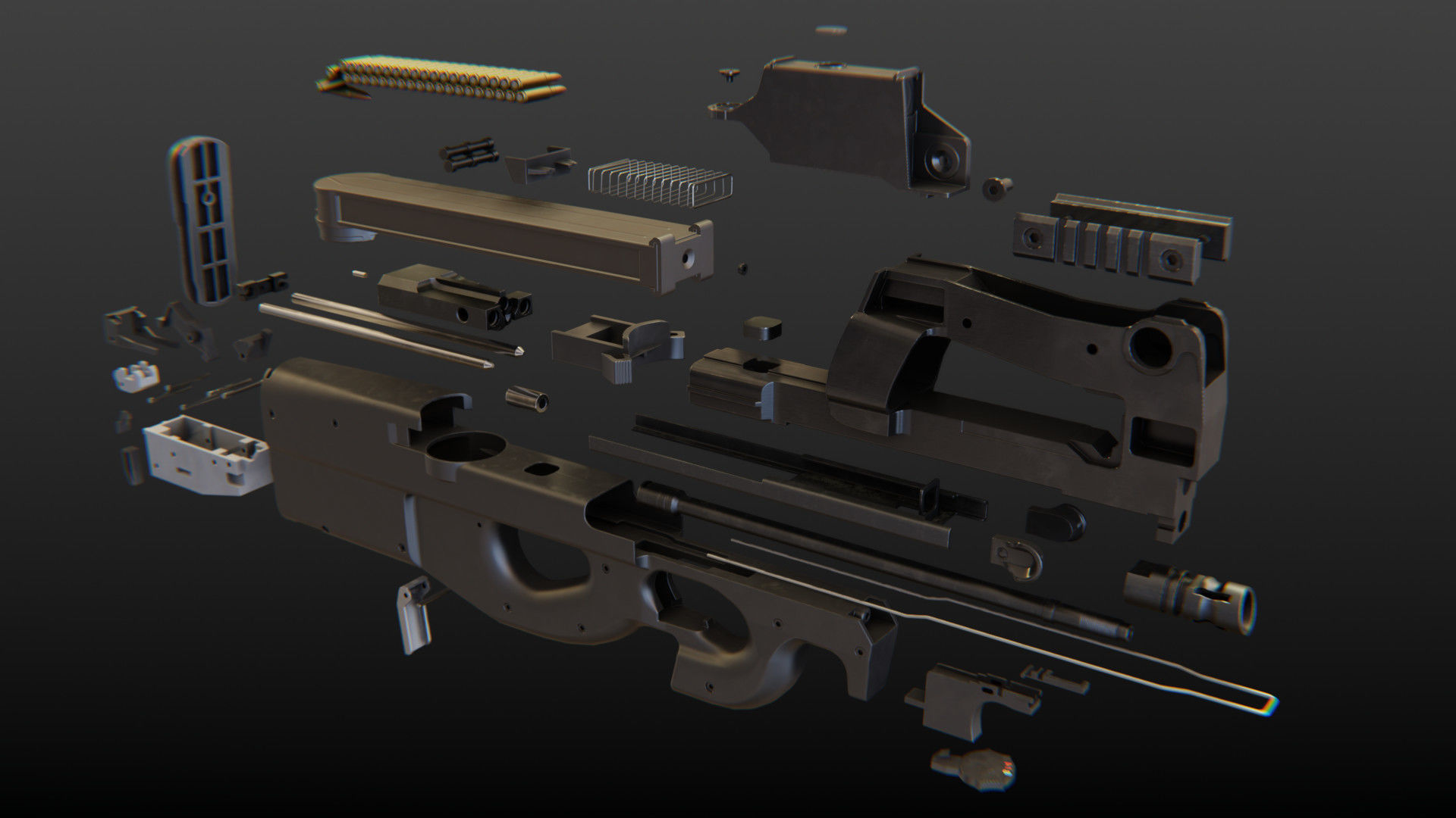 3D model FN P90 Submachine Gun VR / AR / low-poly | CGTrader