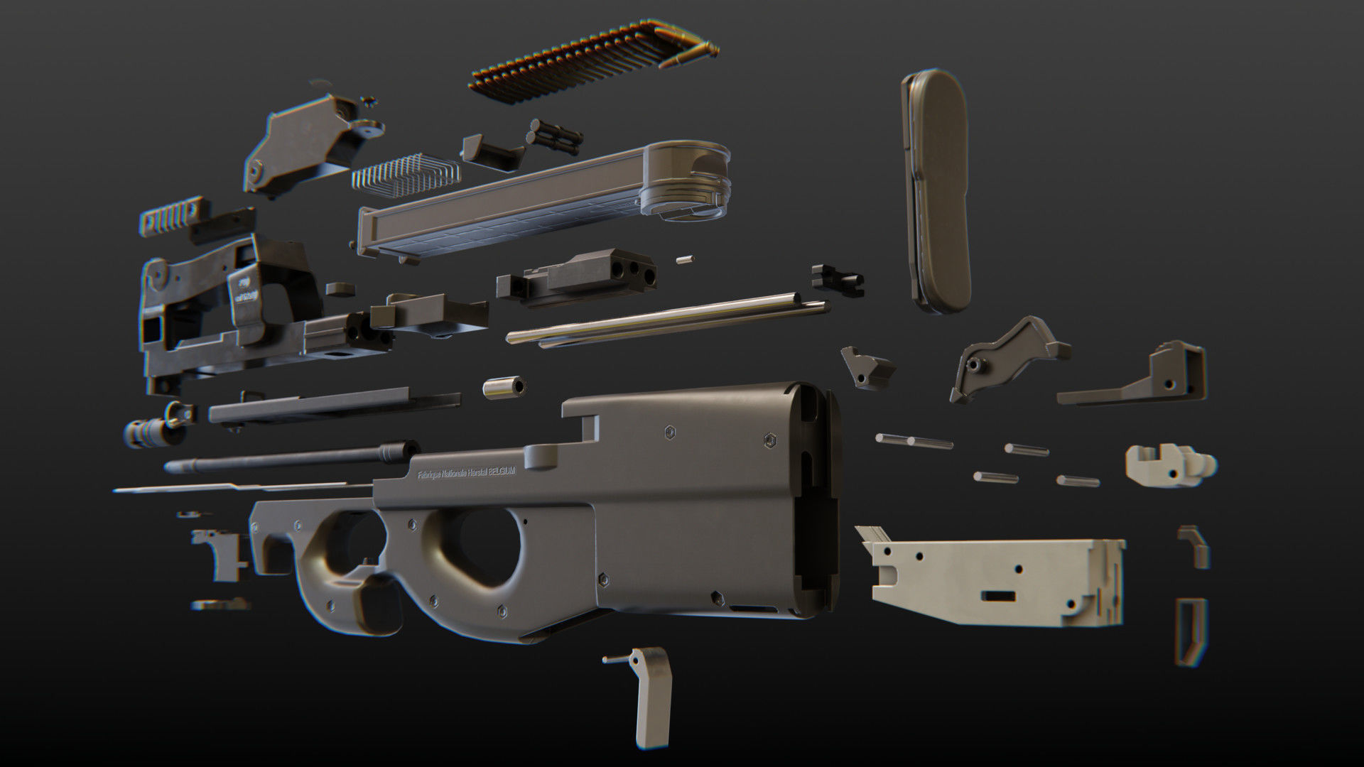 3D model FN P90 Submachine Gun VR / AR / low-poly | CGTrader