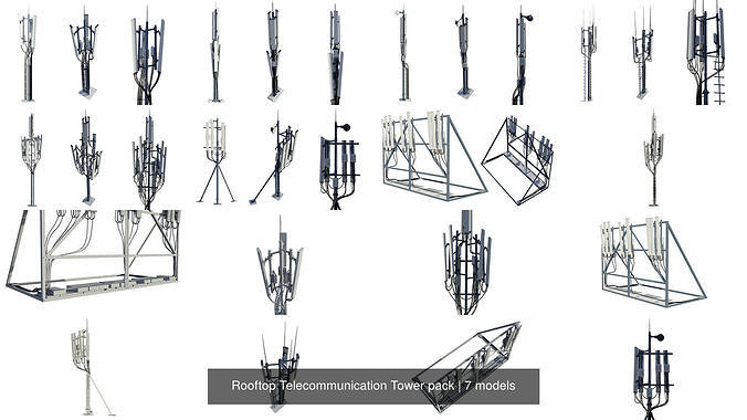 Rooftop Telecommunication Tower pack 3D Model Collection | CGTrader