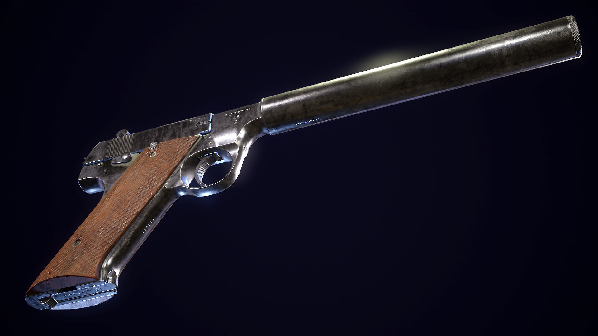 3D model High Standard HDM - WW2 USA Pistol - Game ready PBR 3D model ...