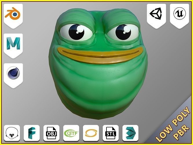 3D model Pepe the frog head VR / AR / low-poly | CGTrader